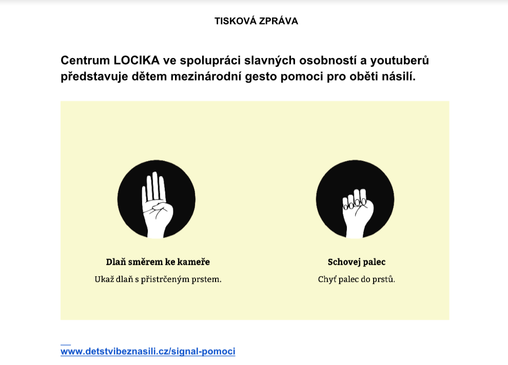 Centrum LOCIKA ve spolupráci slavných osobností a youtuberů představuje dětem mezinárodní gesto ...